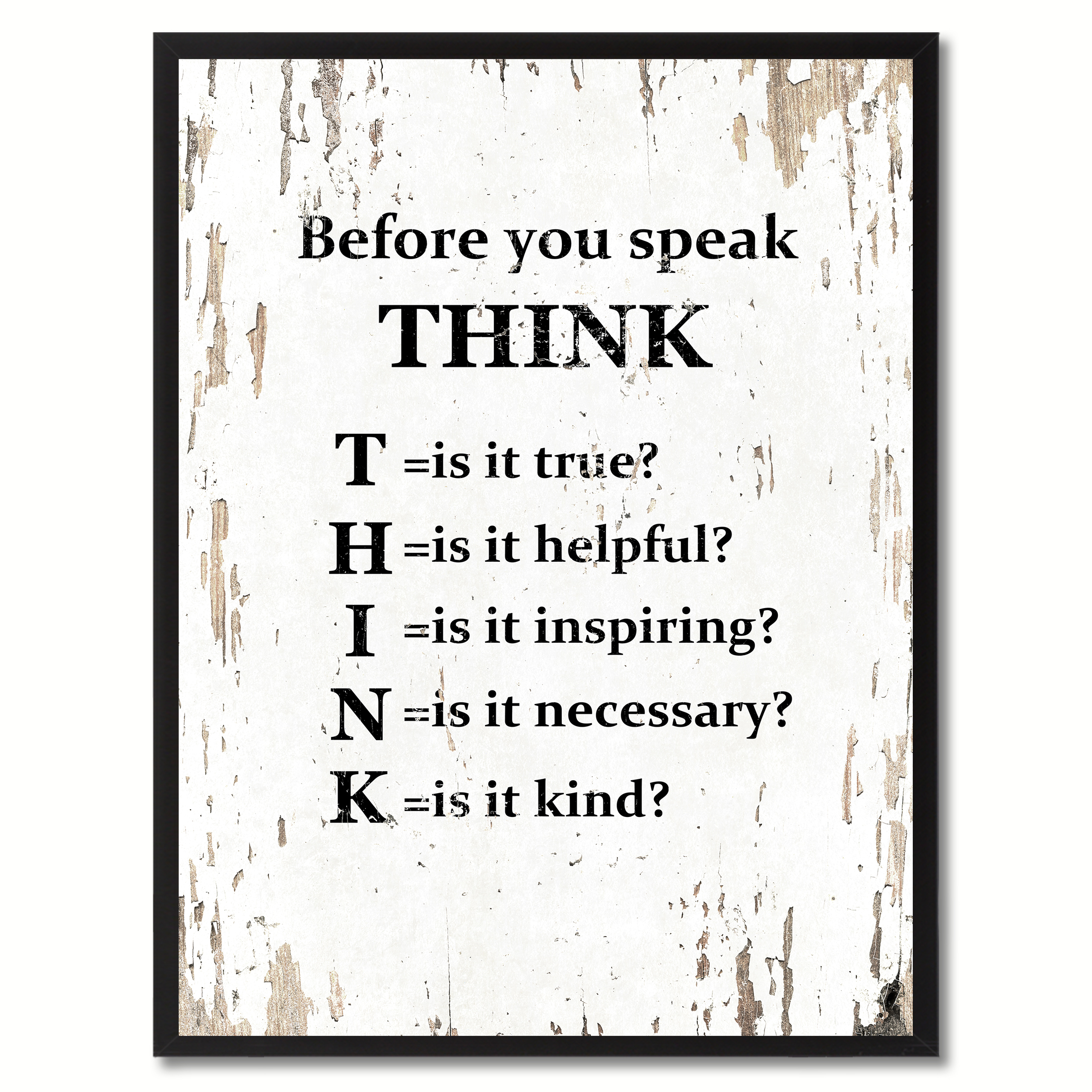 Before You Speak Think Quote Saying Canvas Print Picture Frame Home ...