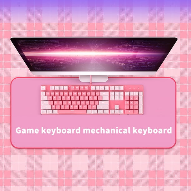 Pink White Gaming Keyboard Green Axis Mechanical Keyboard Game Lovers ...