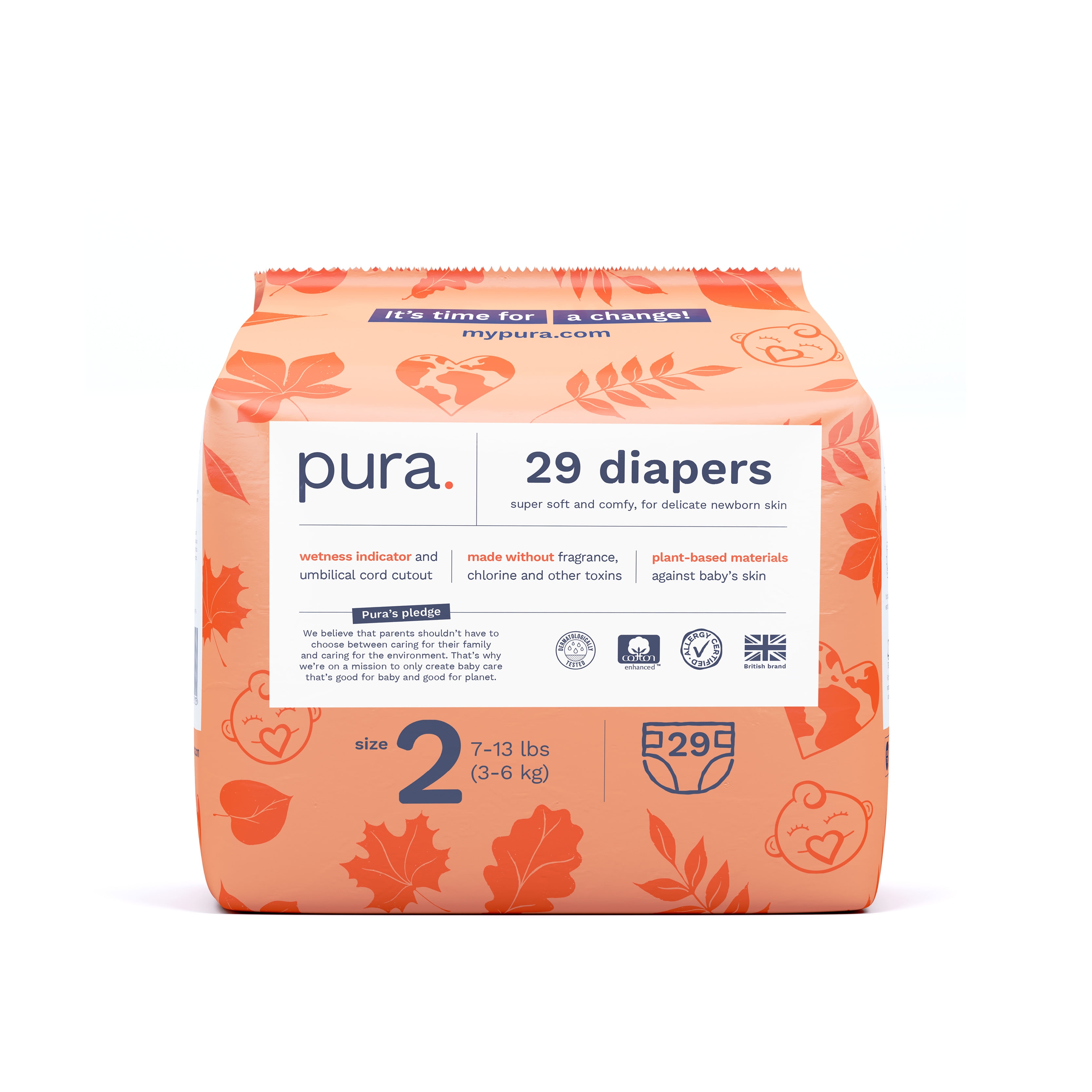 Pura Sensitive Soft Sustainable Diapers Size 2, 29 Count (Choose Your ... Pura Sensitive Soft Sustainable Diapers Size 2, 29 Count (Choose Your ...