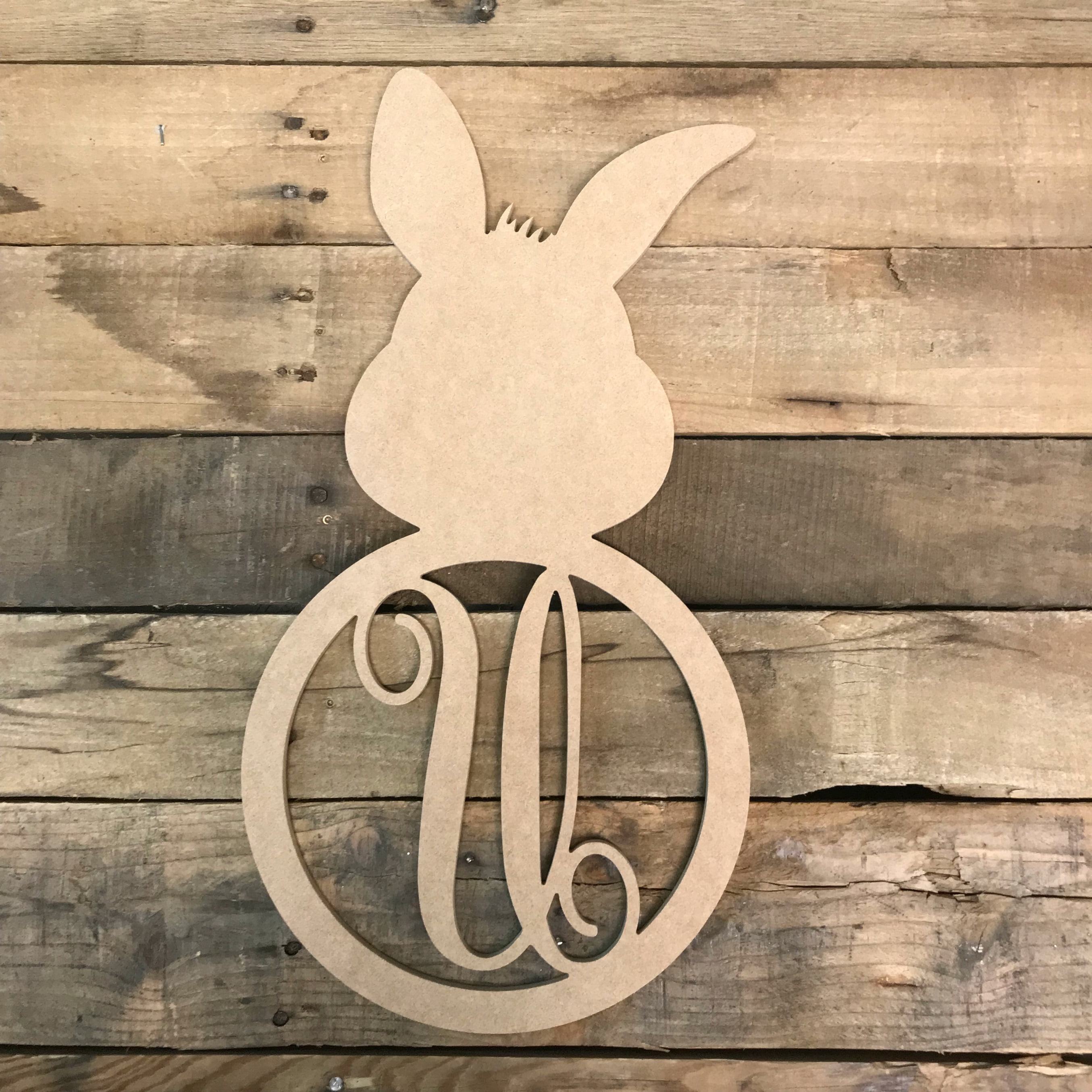 Wooden Easter Bunny Cursive Monogram 18" U, Unfinished Letters, Build-A ...