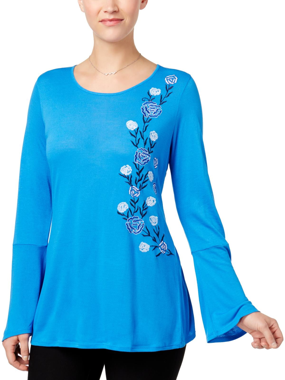 NY Collection Womens Embroidered Blouse Pullover Top - Walmart.com