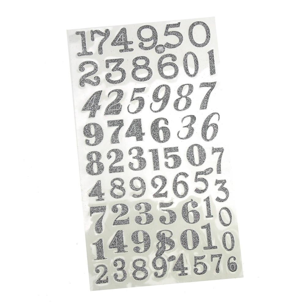 Glitter Number Stickers Three Styles, 3/4-Inch, 60-count, Clear ...