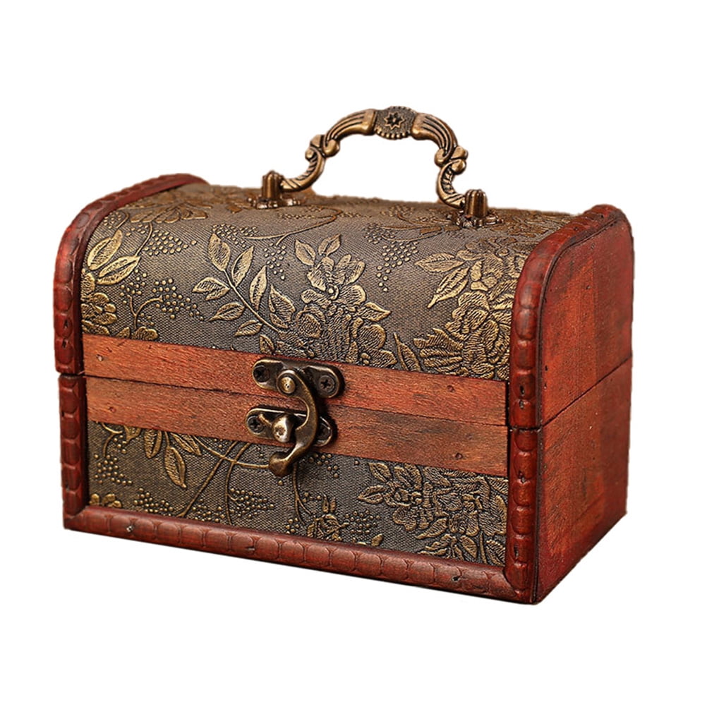 Treasure Box Storage Wooden Piratebox Chest Vintage Jewelryboxes Small ...