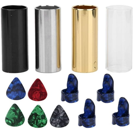 4 Guitar Slides Bar and 4 Fingers Picks Set for Guitar Beginner ...