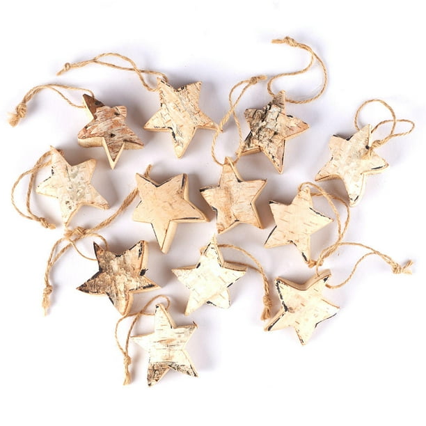 Factory Direct Craft Rustic Birch Star Hanging Christmas Tree Ornaments ...