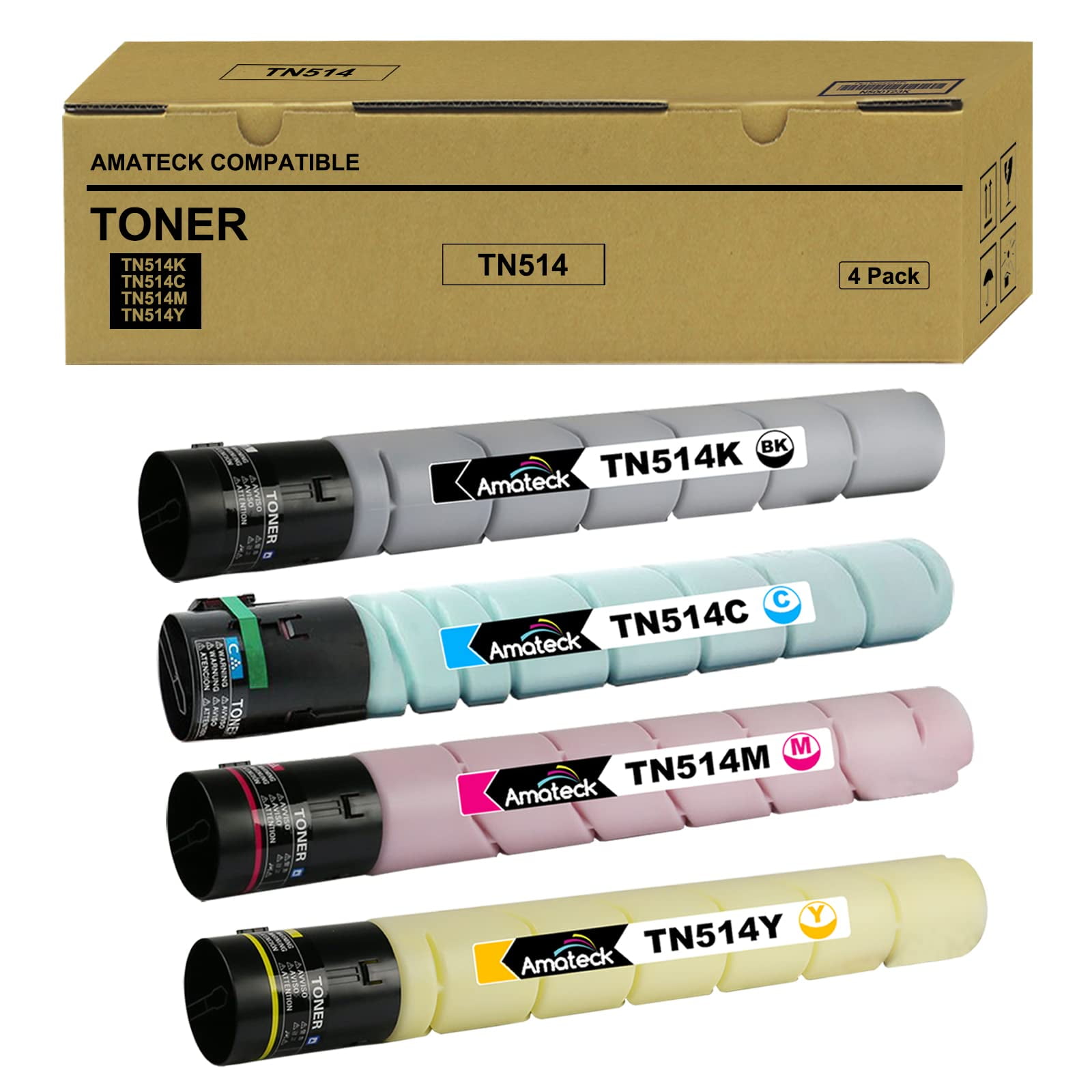 Amateck Compatible Toner Cartridge Replacement for Konica Minolta TN514K TN514C TN514M TN514Y 4 ...