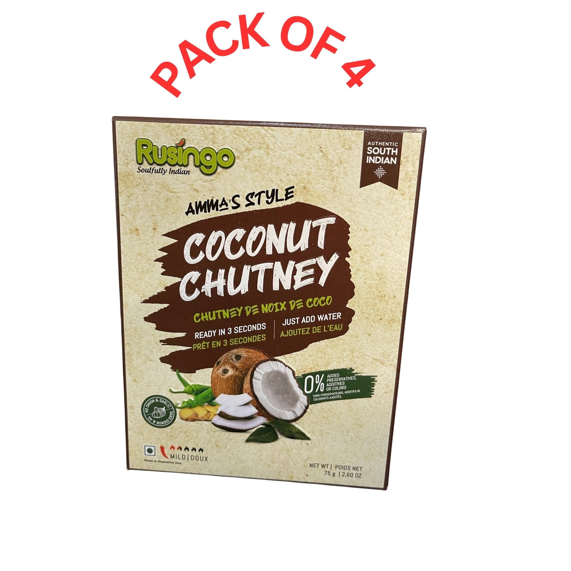 Click here for Rusingo Coconut Chutney X 75gm- Pack Of 4 prices