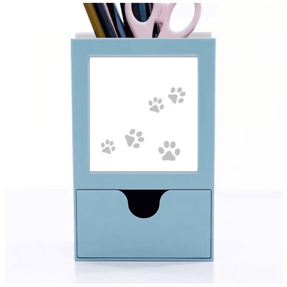 Cat Mewing Animal Gray Footprint Art Paw Print Desk Supplies Organizer ...