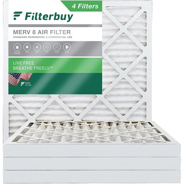 Filterbuy 16x16x2 MERV 8 Pleated HVAC AC Furnace Air Filters (4-Pack ...