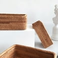 Handmade Rectangular Weaving Rattan Wicker Basket Fruit Tray Bread Hand ...