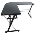 Ktaxon L-Shape Corner Computer Desk PC Glass Laptop Table Workstation ...