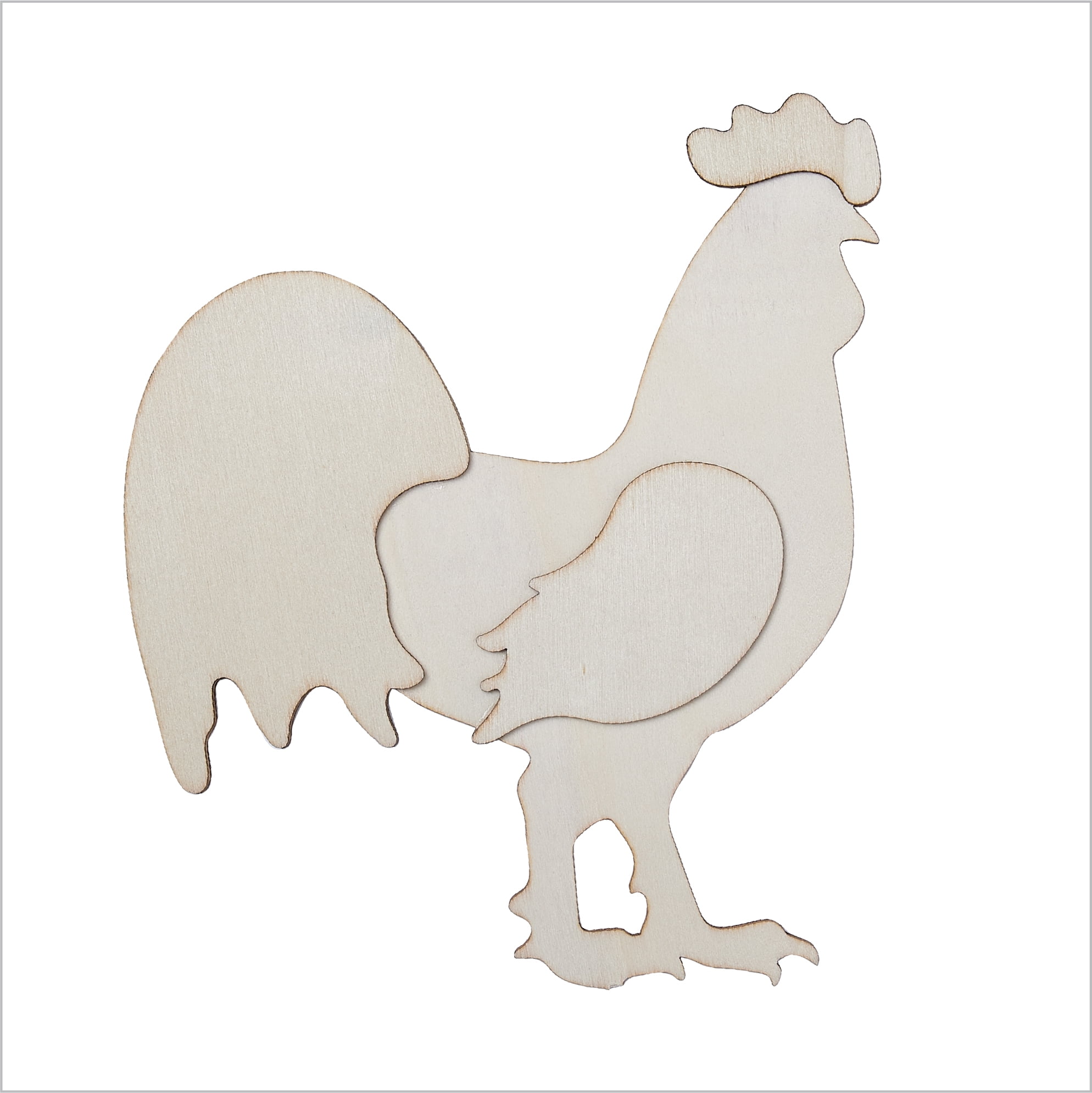 Plaid Unpainted Wood Surface Layered Shape, Rooster, 7" - Walmart.com