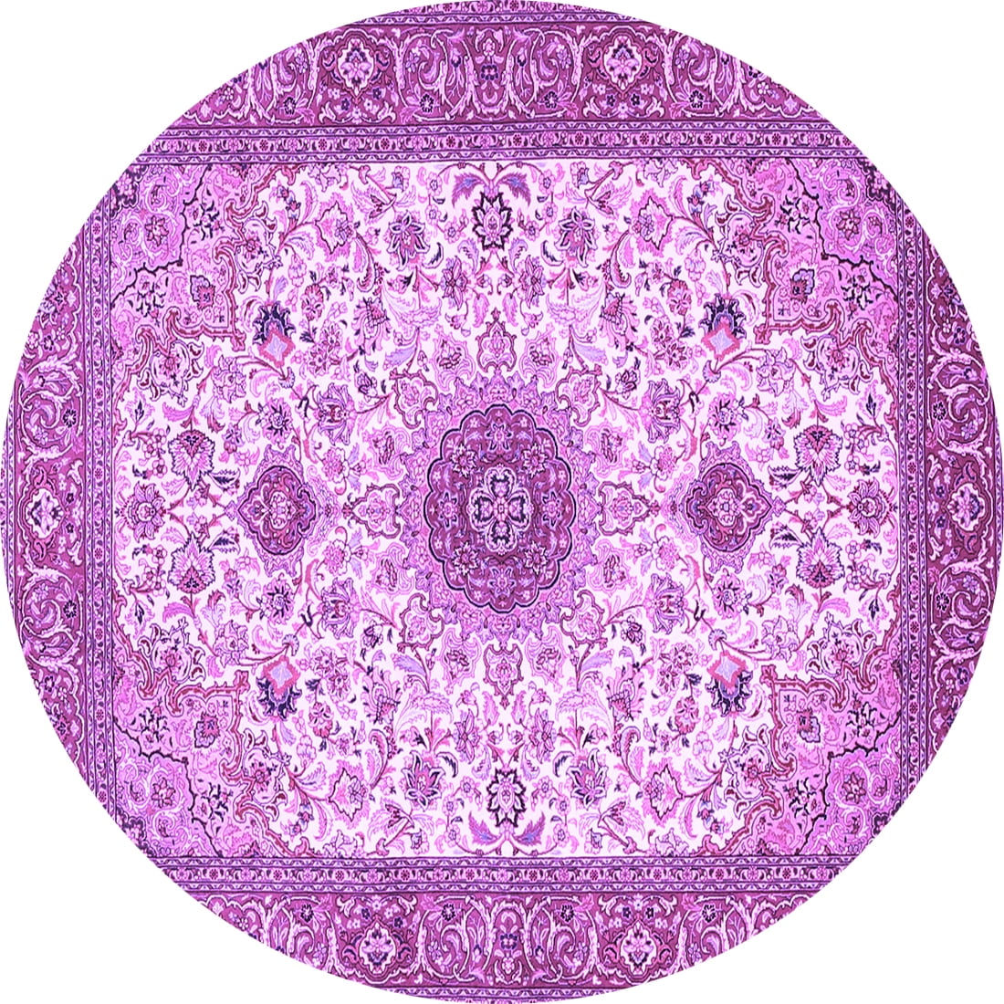 Ahgly Company Indoor Round Medallion Purple Traditional Area Rugs, 8 ...