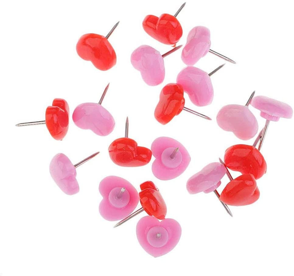 100 Pcs Heart Shaped Head Push Pins Map Tacks for Home Offices Classes ...