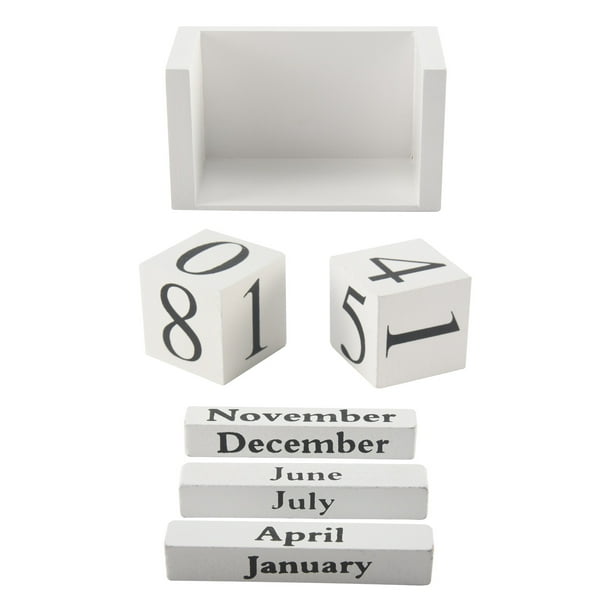 Vintage Wood Perpetual Calendar Shabby Chic Blocks Desktop Calendar ...