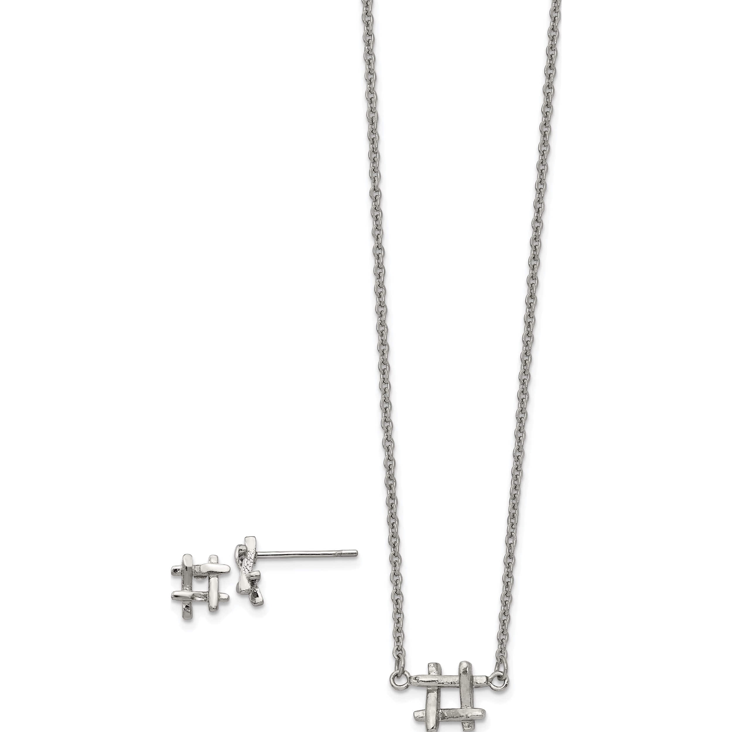 Stainless Steel Polished Hashtag 16In With 2In Ext. Necklace And ...