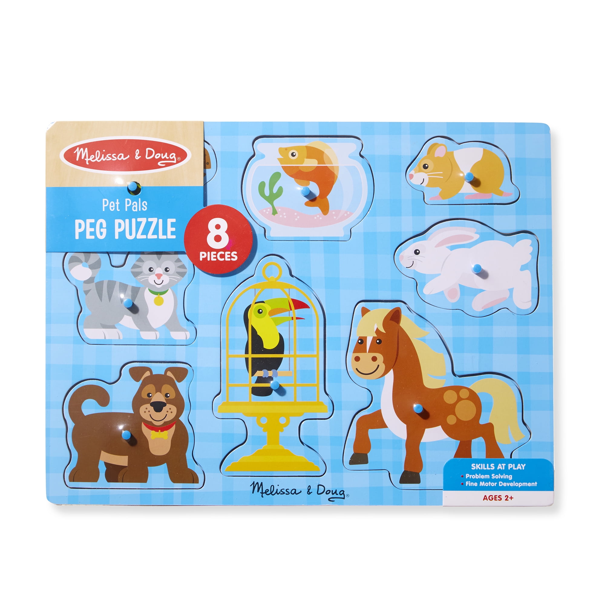 Melissa & Doug Wooden Pet Pals Animals Peg Puzzle - 8 pcs - Walmart.com ...