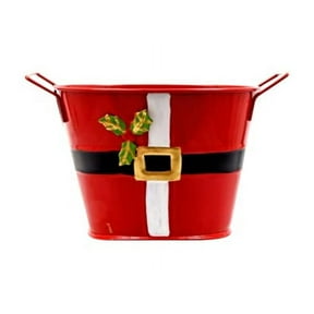 Merry Christmas Red Oval Bucket with Handle Sentiment Plastic Buckets ...