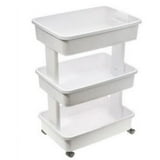 Mainstays 3-Tier Plastic Rolling Laundry Cart, Arctic White, 17.3W x 12 ...