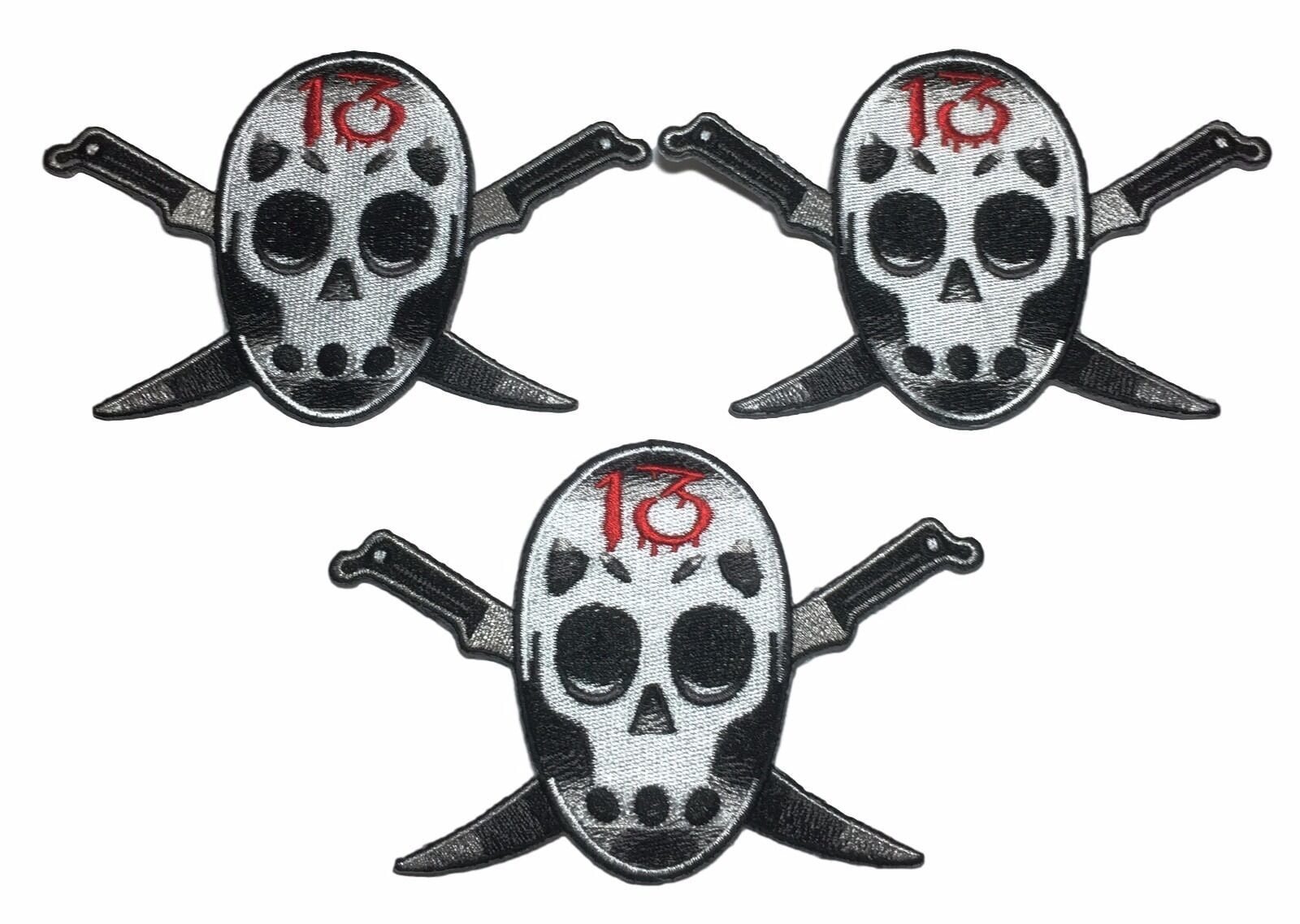 Friday The 13th Jason Mask Knife Embroidered Iron On Patch Set of 3 ...