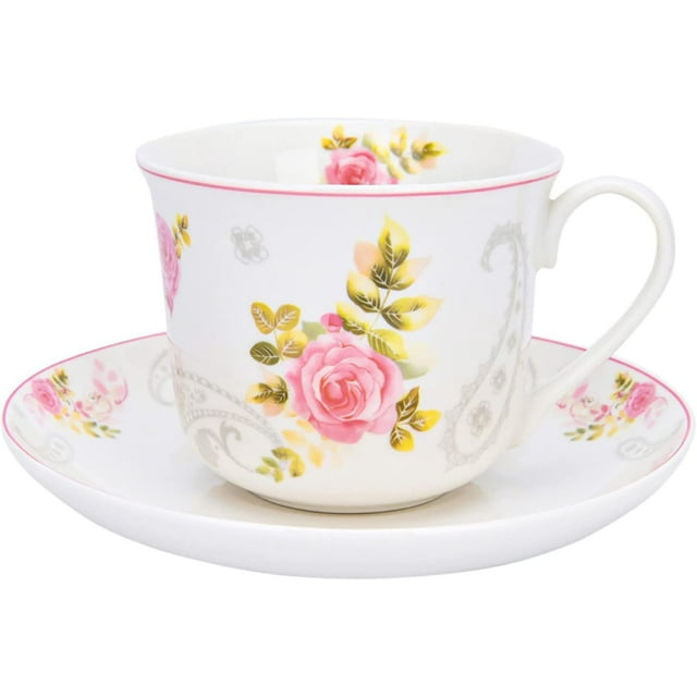 STP Porcelain J-217514 Tea Cup and Saucer, English Rose, Bone China ...