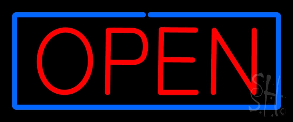Open LED Neon Sign 10 x 24 - inches, Clear Edge Cut Acrylic Backing ...