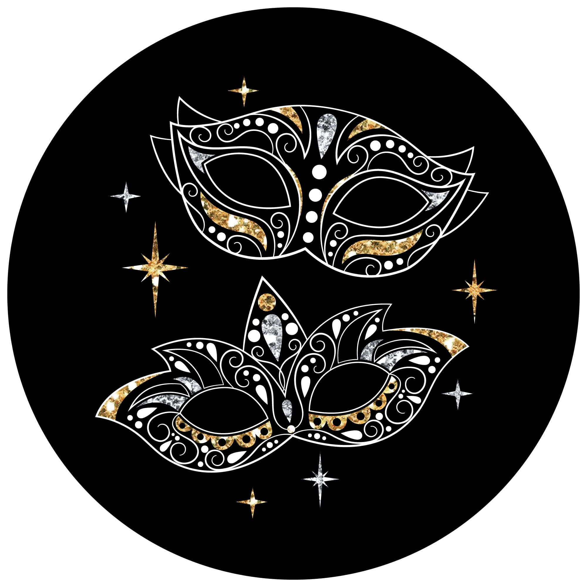Big Dot of Happiness Masquerade - Mask Party Circle Sticker Labels - 24 ...