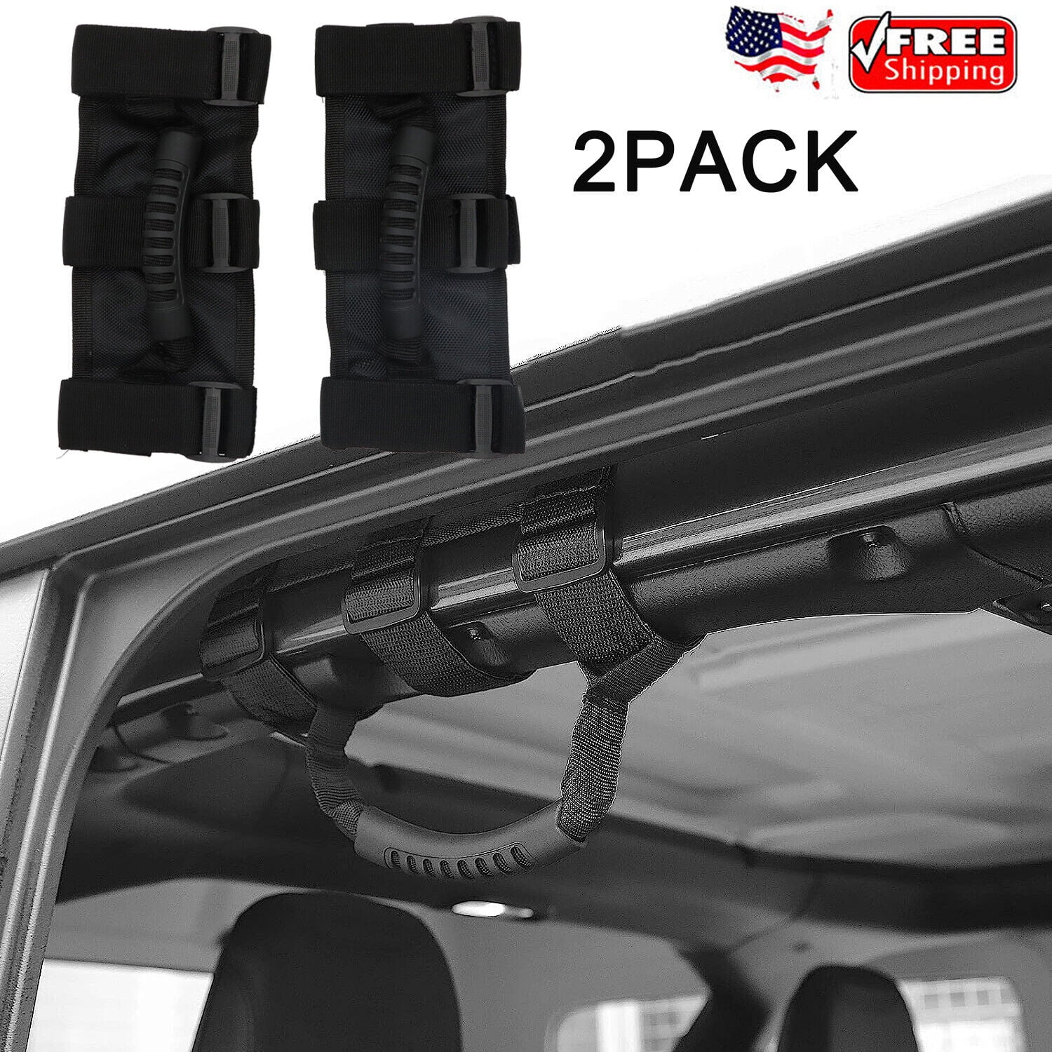 2X Roll Bar Grab Handles Grip Handle for Jeep Wrangler ATV UTV CJ YJ TJ ...