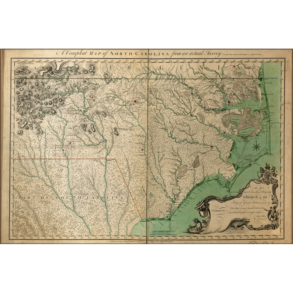 24"x36" Gallery Poster, map of north carolina 1770 p1 - Walmart.com ...