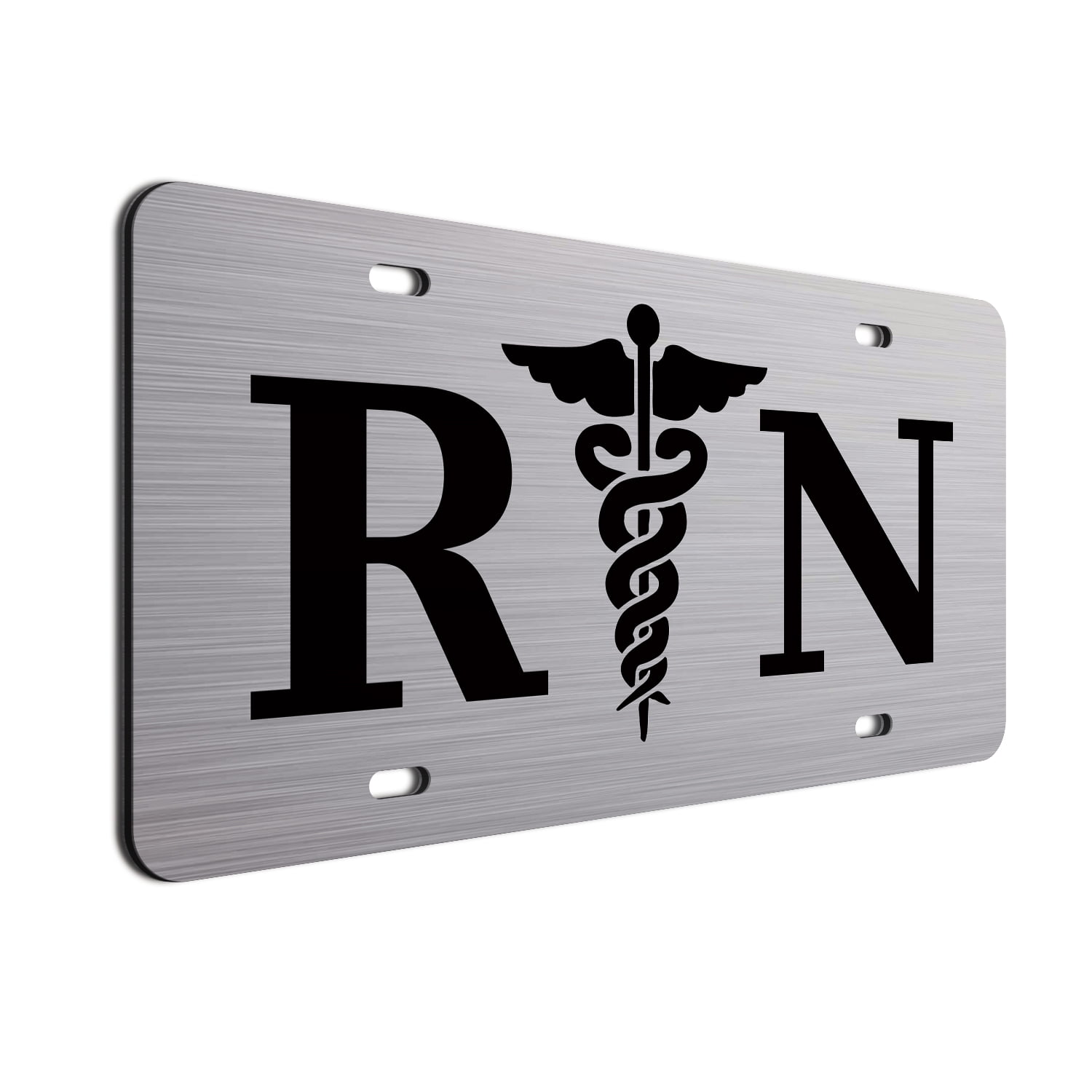 Black RN Nurse Brushed Aluminum ACM License Plate Medical Car Tag with ...