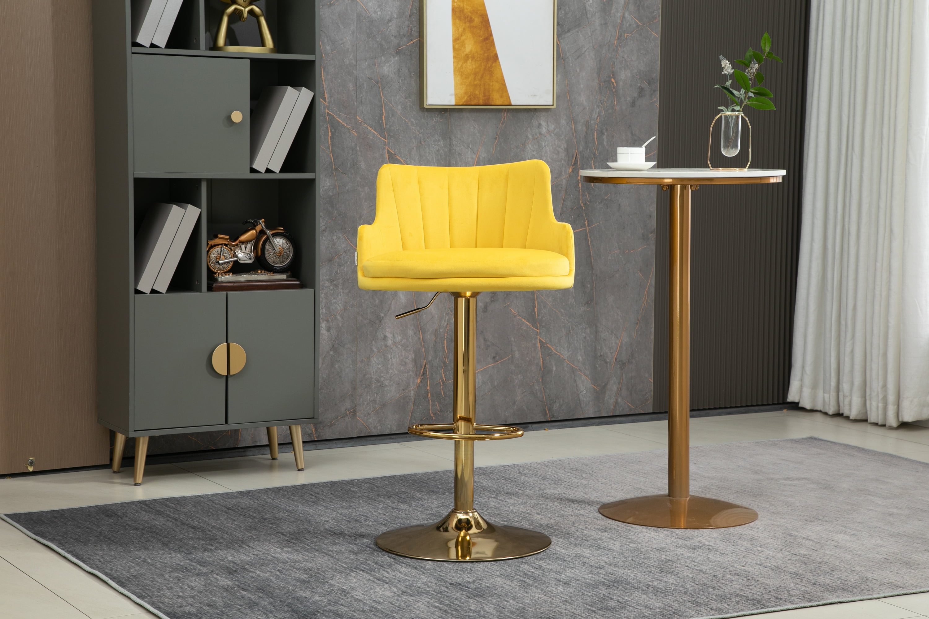 Luccalily Counter Height Bar Stools,Velvet Bar stools with Back and ...