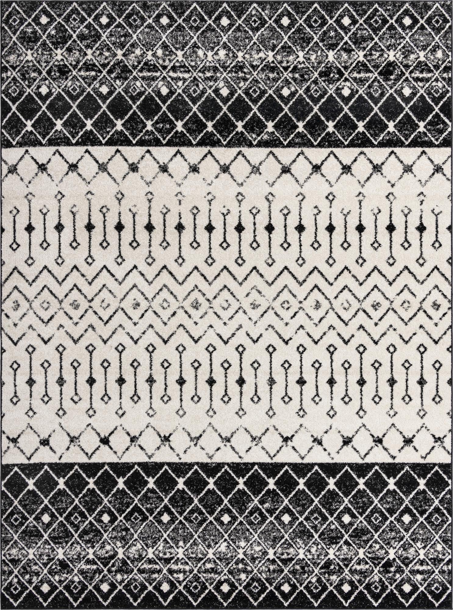 Rugs.com Moroccan Trellis Collection Rug – 9' x 12' Black And White ...