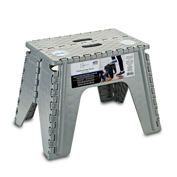Mainstays 12" Grey Folding Step Stool - Walmart.com