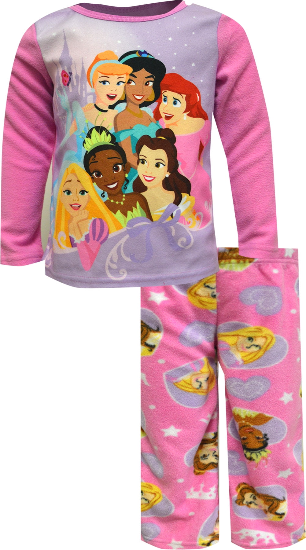 Favorite Characters Girls' Disney Princesses Pink Fleece Pajama Set (10 ...
