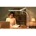 OptiLite White Clamp-On LED Desk Lamp, Dimmable Adjustable Arm Task ...