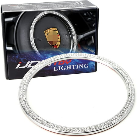 Bling Crystal Silver Chrome Steering Wheel Ring Decor Trim Compatible ...