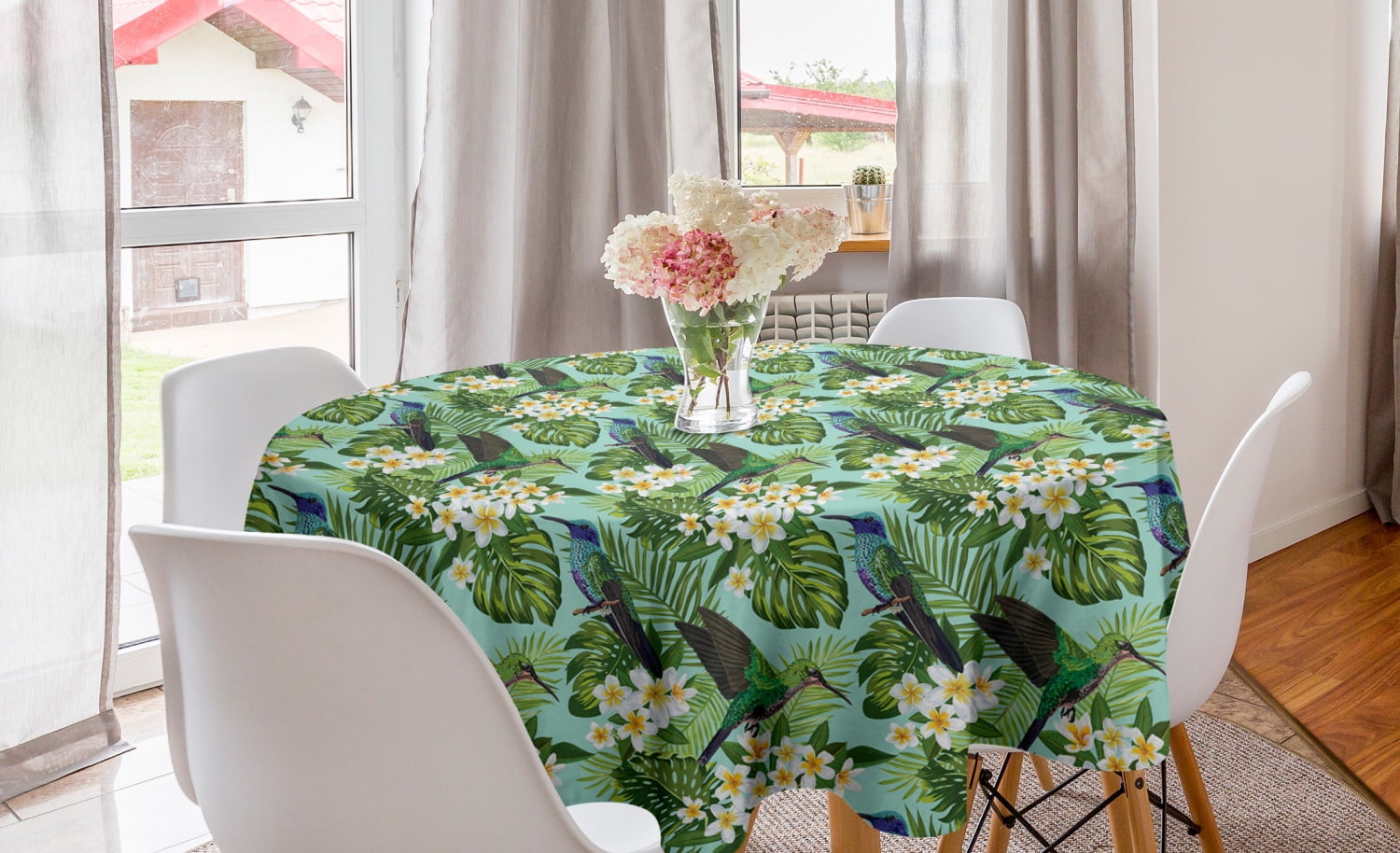 Tropical Round Tablecloth, Brazilian Rainforest Composition with ...