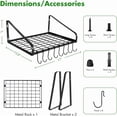 ZHOHO TANT Wall Mounted Pot Rack, Black Steel Hanging Shelf with 8 ...