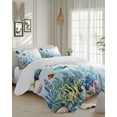 4 Piece Duvet Cover Set Full, Cartoon Fish Coral Summer Ocean Soft ...