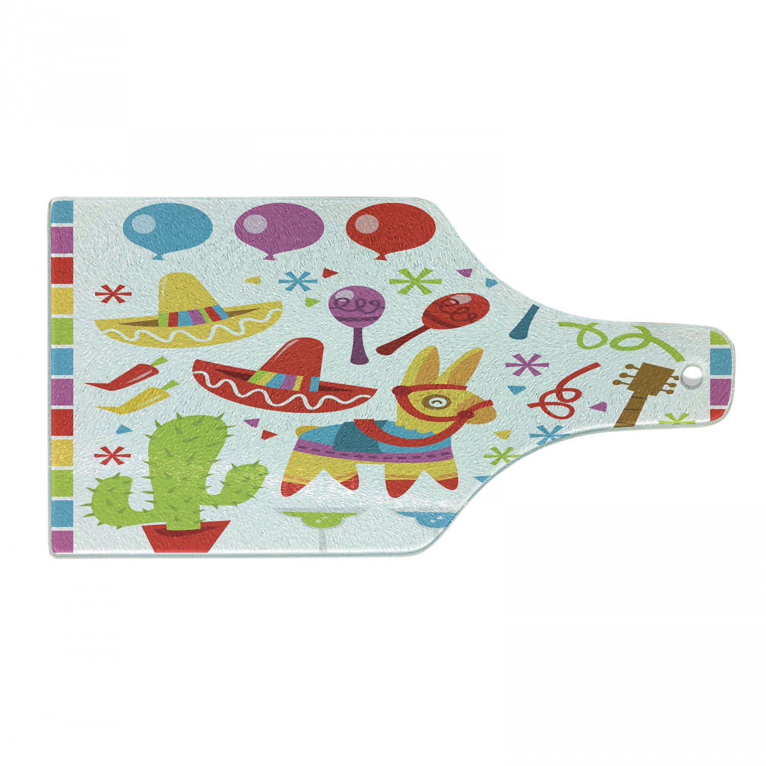 Fiesta Cutting Board, Mexican Party Pattern Cactus Sombrero Musical ...