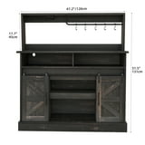 DEXTRUS Coffee Bar Cabinet Modern with Power Socket, Wine Glass Rack ...