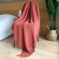 LOMAO Knitted Throw Blanket with Tassels Bubble Textured Lightweight ...