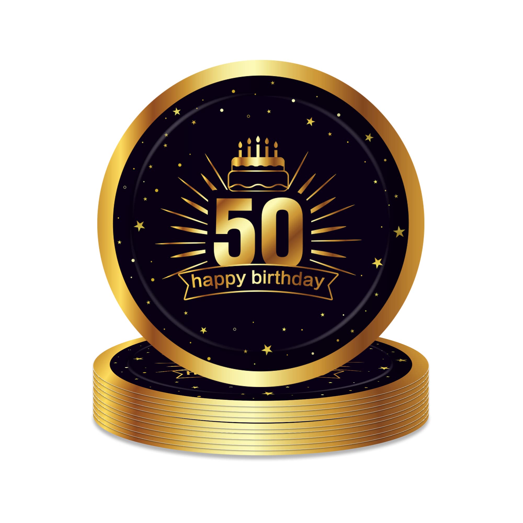 24Pcs 9 Inch 50th Birthday Plates Black Gold Round Paper Plates For 24Pcs 9 Inch 50th Birthday Plates Black Gold Round Paper Plates For