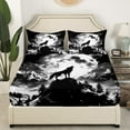 Erosebridal Moon Wolf Fitted Sheet Twin Size Adults,Black and White ...