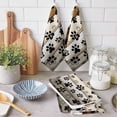 4 Pack Farmhouse Dog Kitchen Towels Paw Vintage Brown Wooden Board ...
