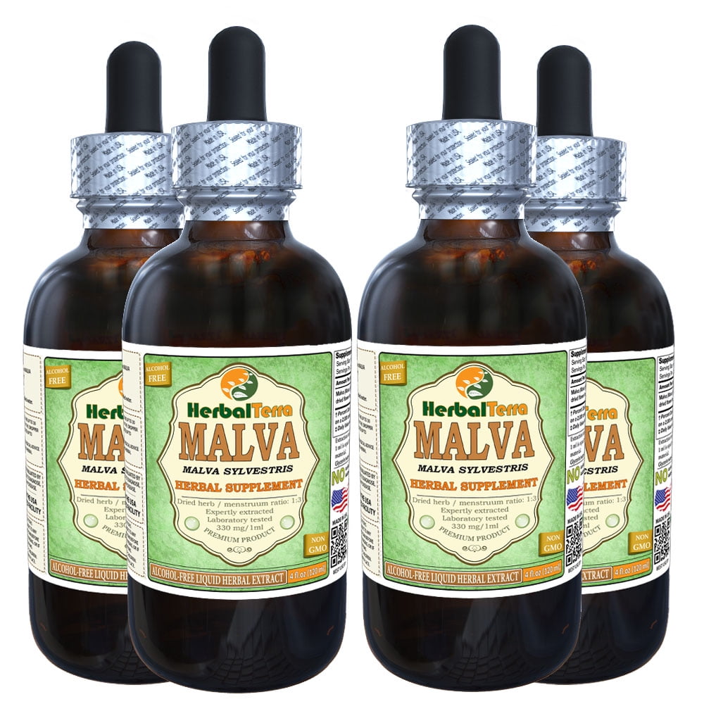 Malva (Malva sylvestris) Glycerite, Dried Flowers Alcohol-FREE Liquid ...