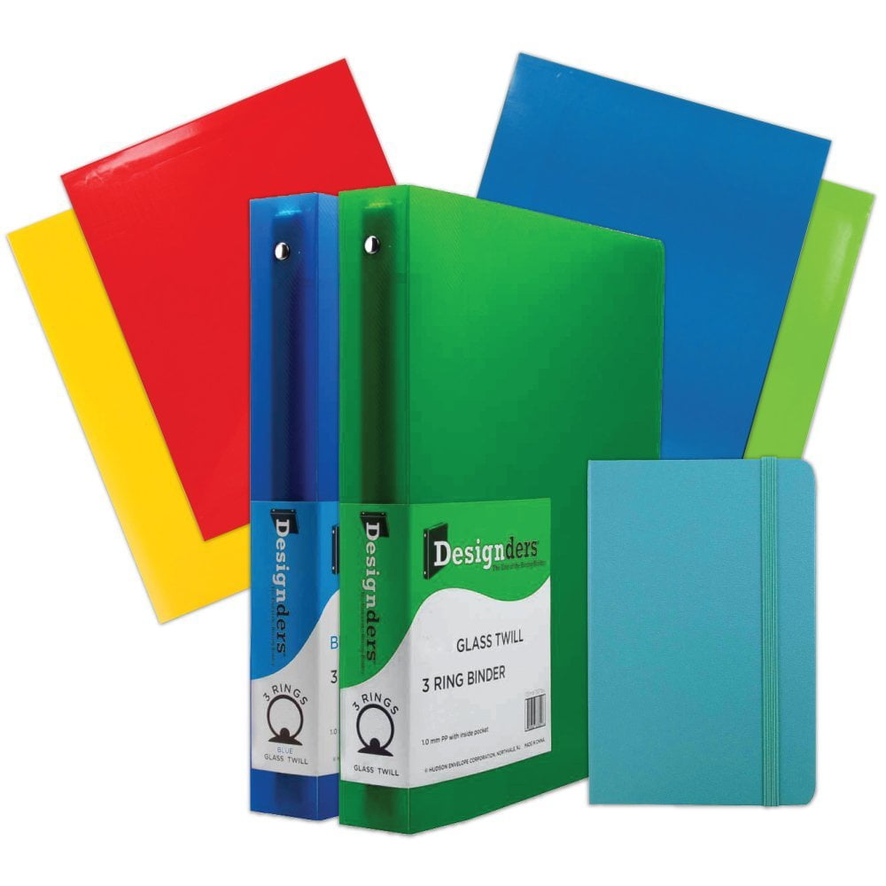 JAM School Assortment, Blue, 7/Pack, 4 Glossy Folders, 2 1.5 Inch ...