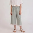 BXSRUTA Girls Casual Cropped Wide Leg Pants Elastic Waist Loose Fit ...