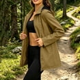 Avrnliq Womens Khaki Lightweight Hooded Windbreaker Jacket, Zip Up ...