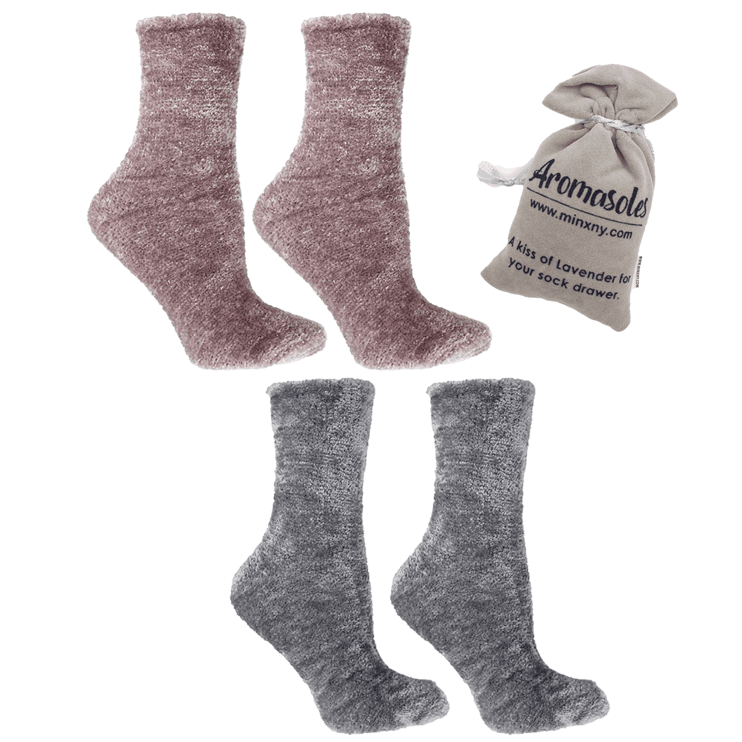 Women's Velvet Warm Soft and Fuzzy Lavender Infused 2-Pair Pack Slipper ...